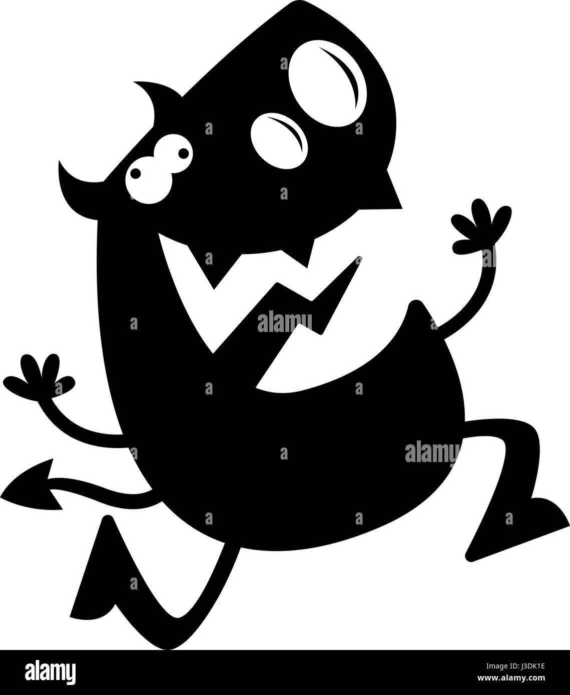 A cartoon silhouette of a devil running and looking crazy Stock Vector ...