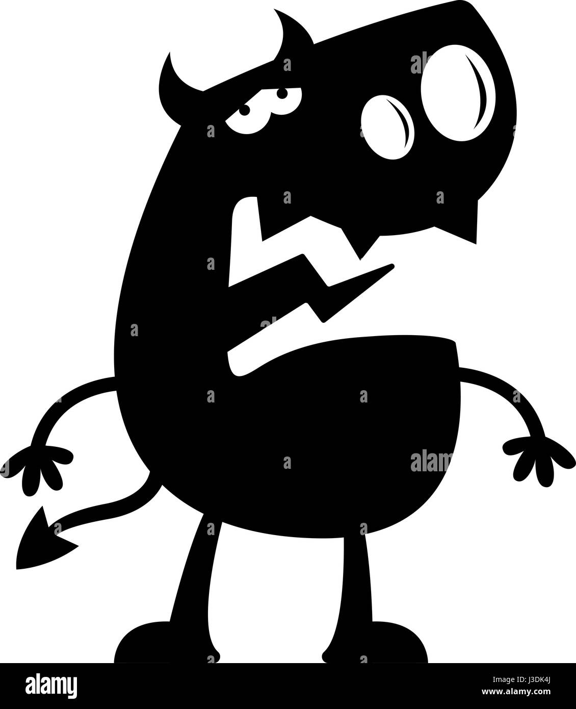 A cartoon silhouette of a devil looking sad and tired Stock Vector ...