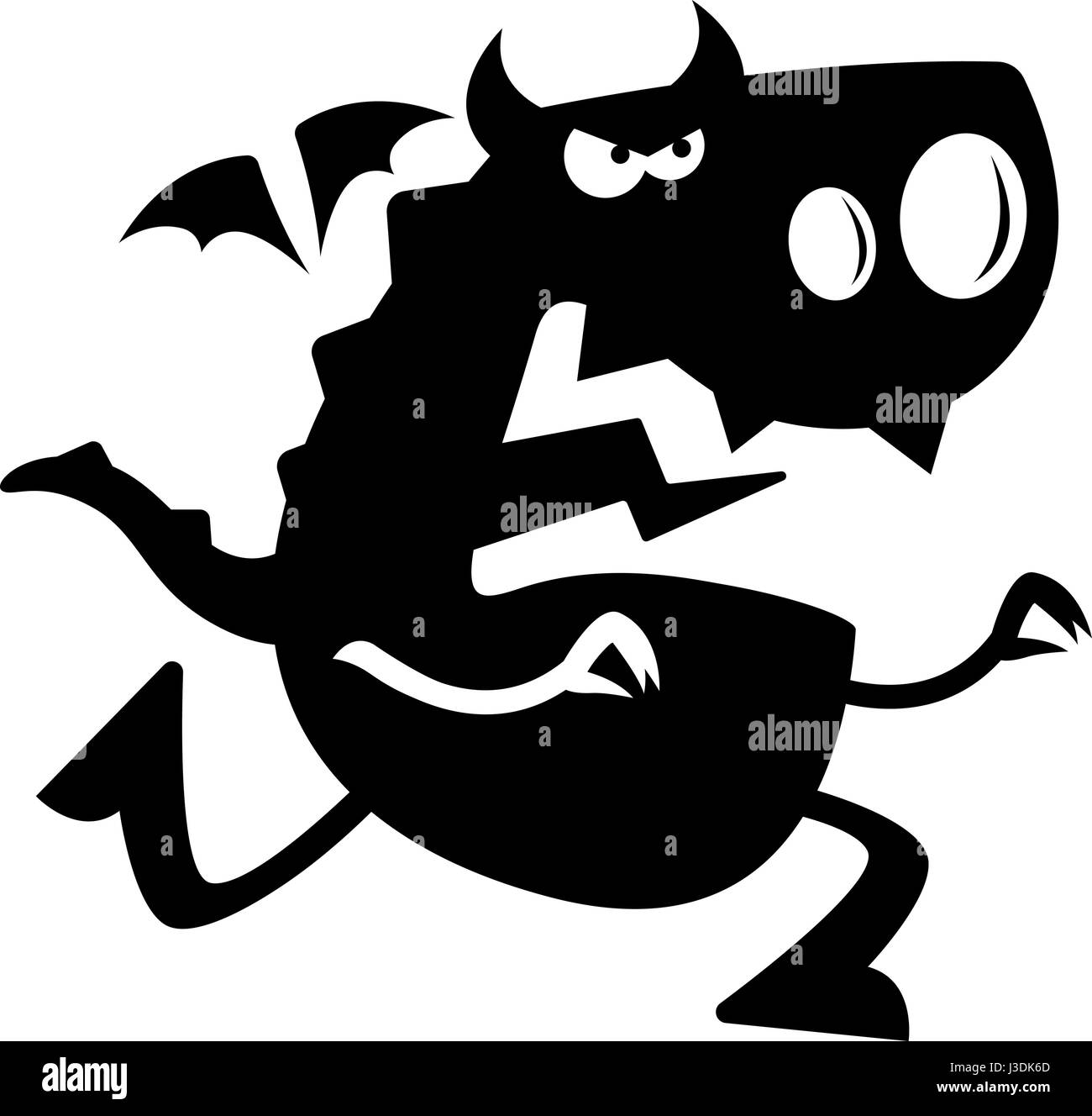 A cartoon silhouette of a dragon charging forward Stock Vector Image ...