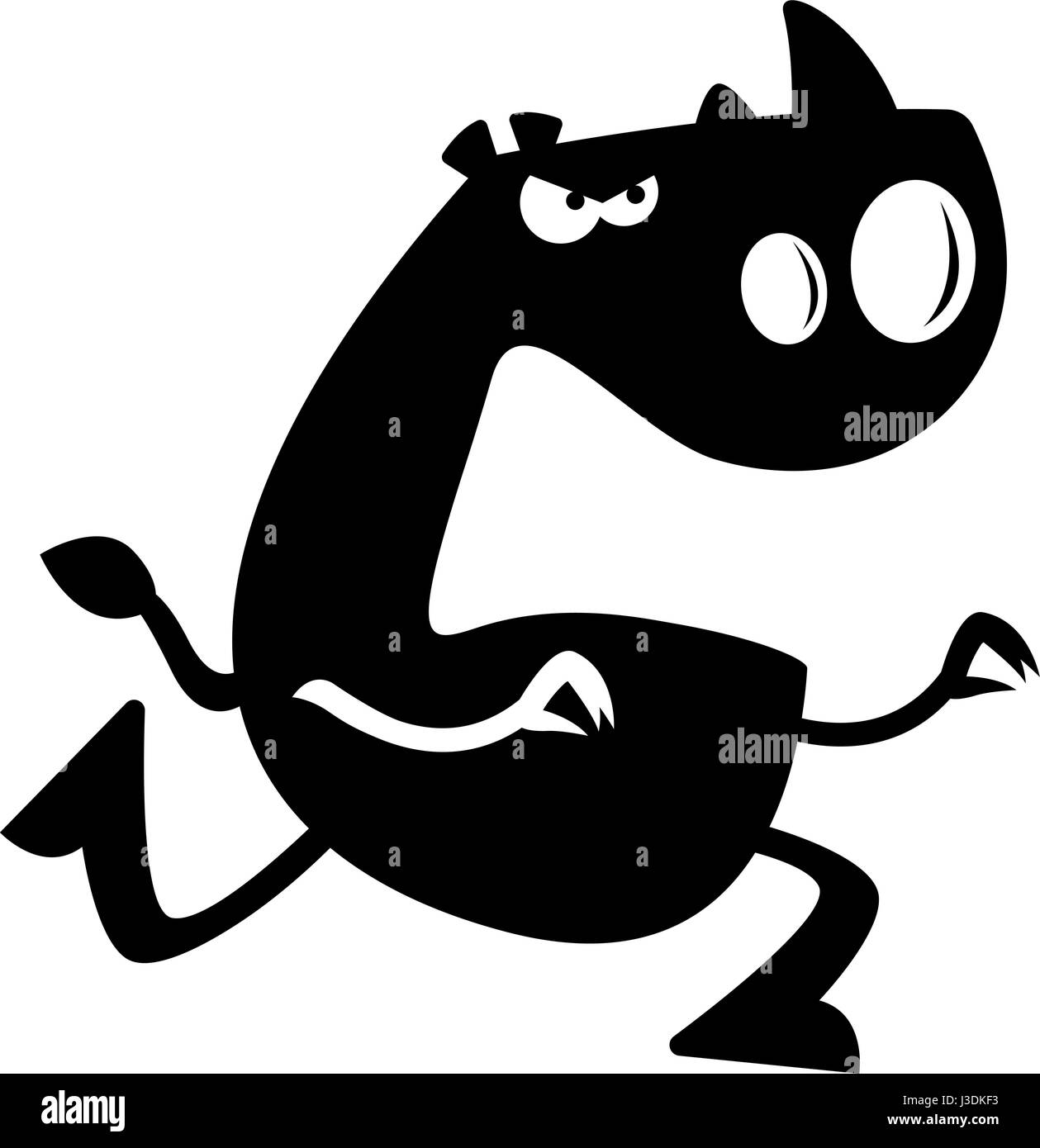 A cartoon silhouette of a rhino charging forward Stock Vector Image ...