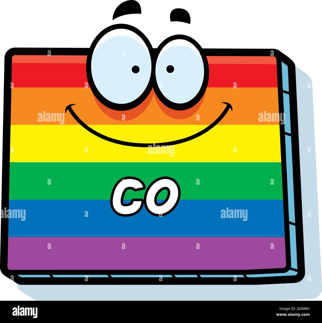 A cartoon illustration of the state of Colorado smiling with rainbow ...