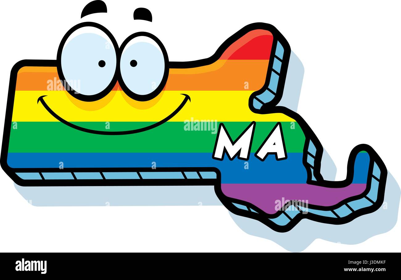 A cartoon illustration of the state of Massachusetts smiling with ...