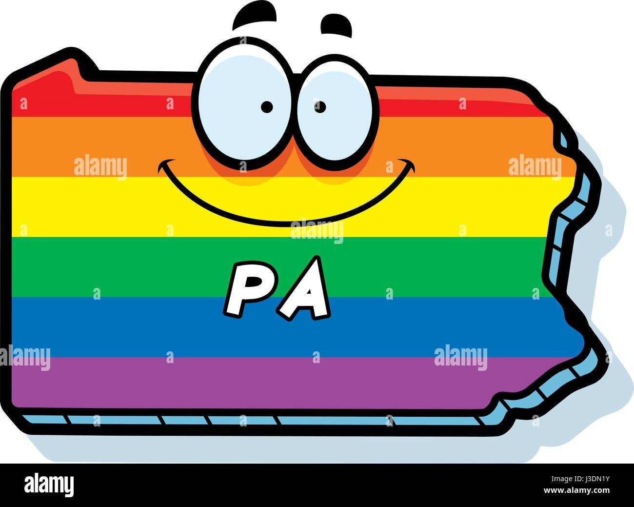 A cartoon illustration of the state of Pennsylvania smiling with ...
