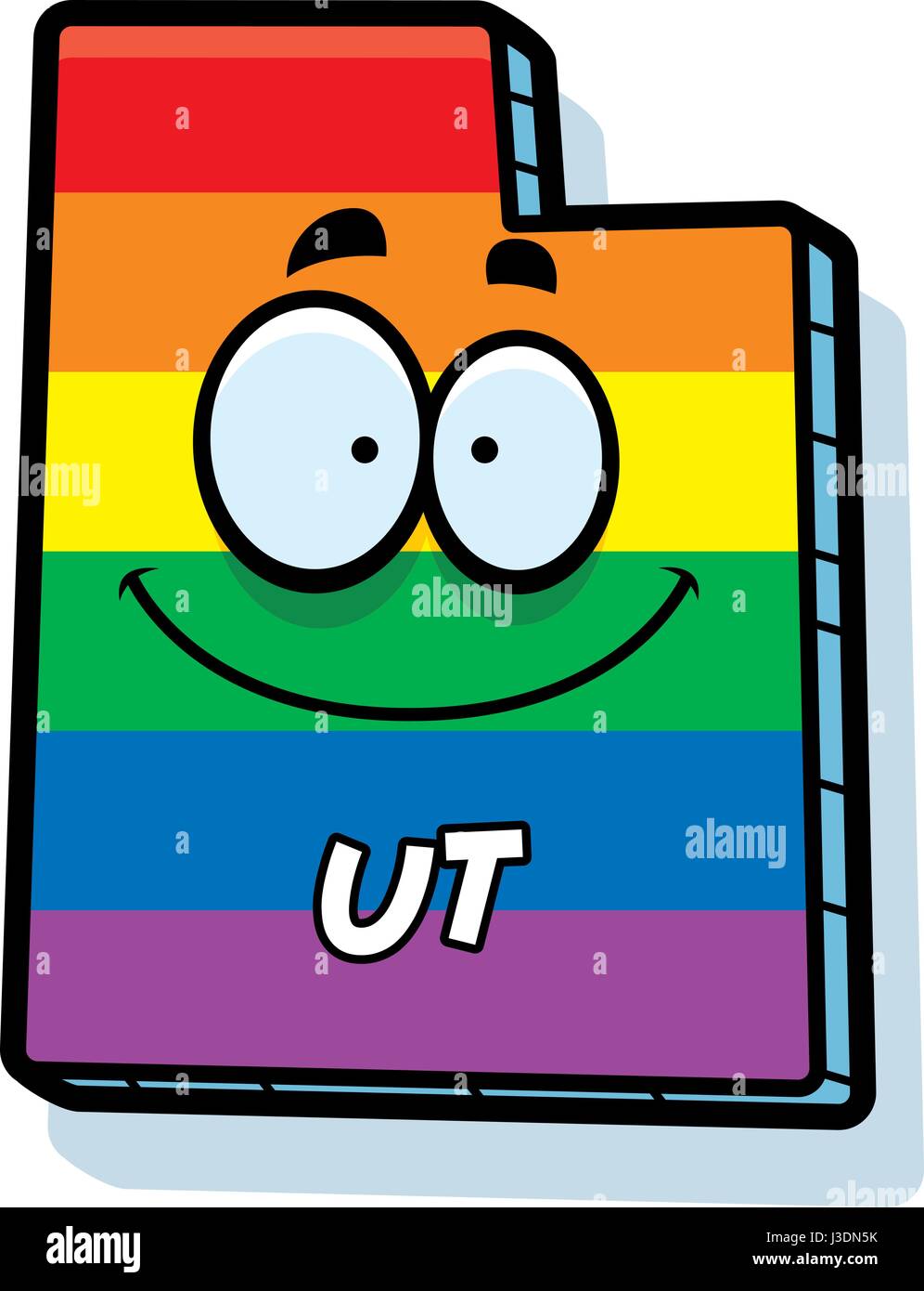 A cartoon illustration of the state of Utah smiling with rainbow flag ...