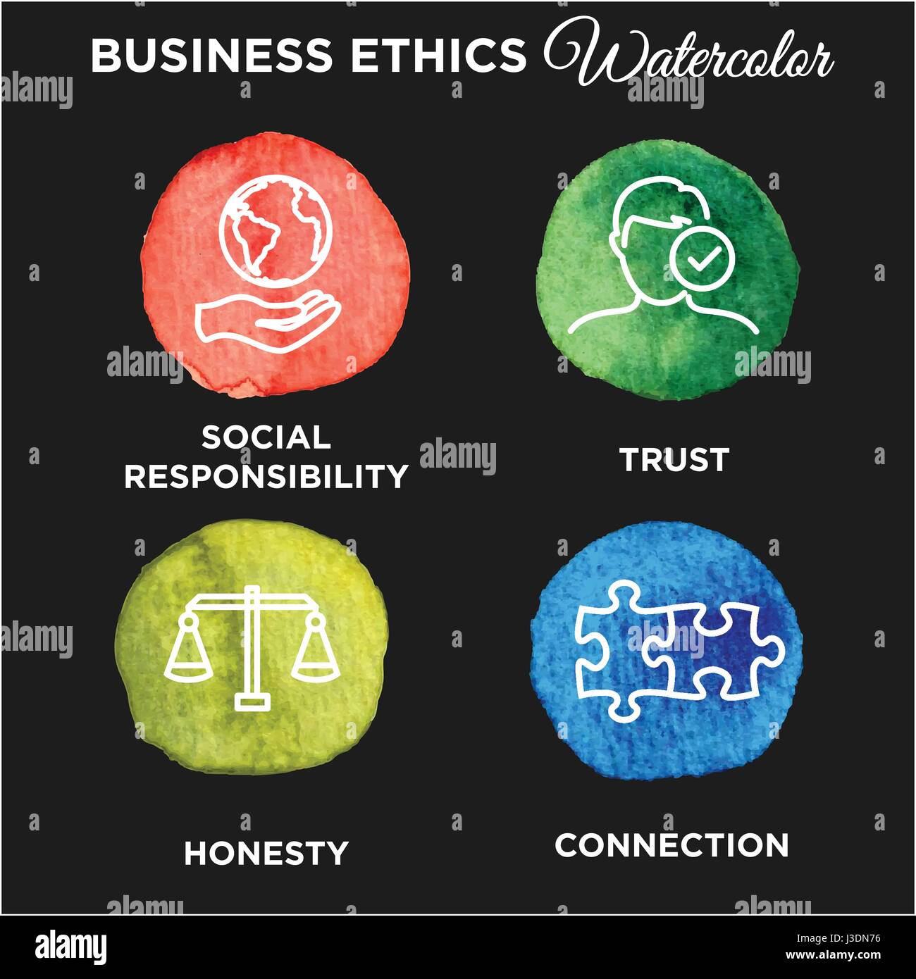 Business Ethics Icon Set Watercolor Stock Vector Image & Art - Alamy