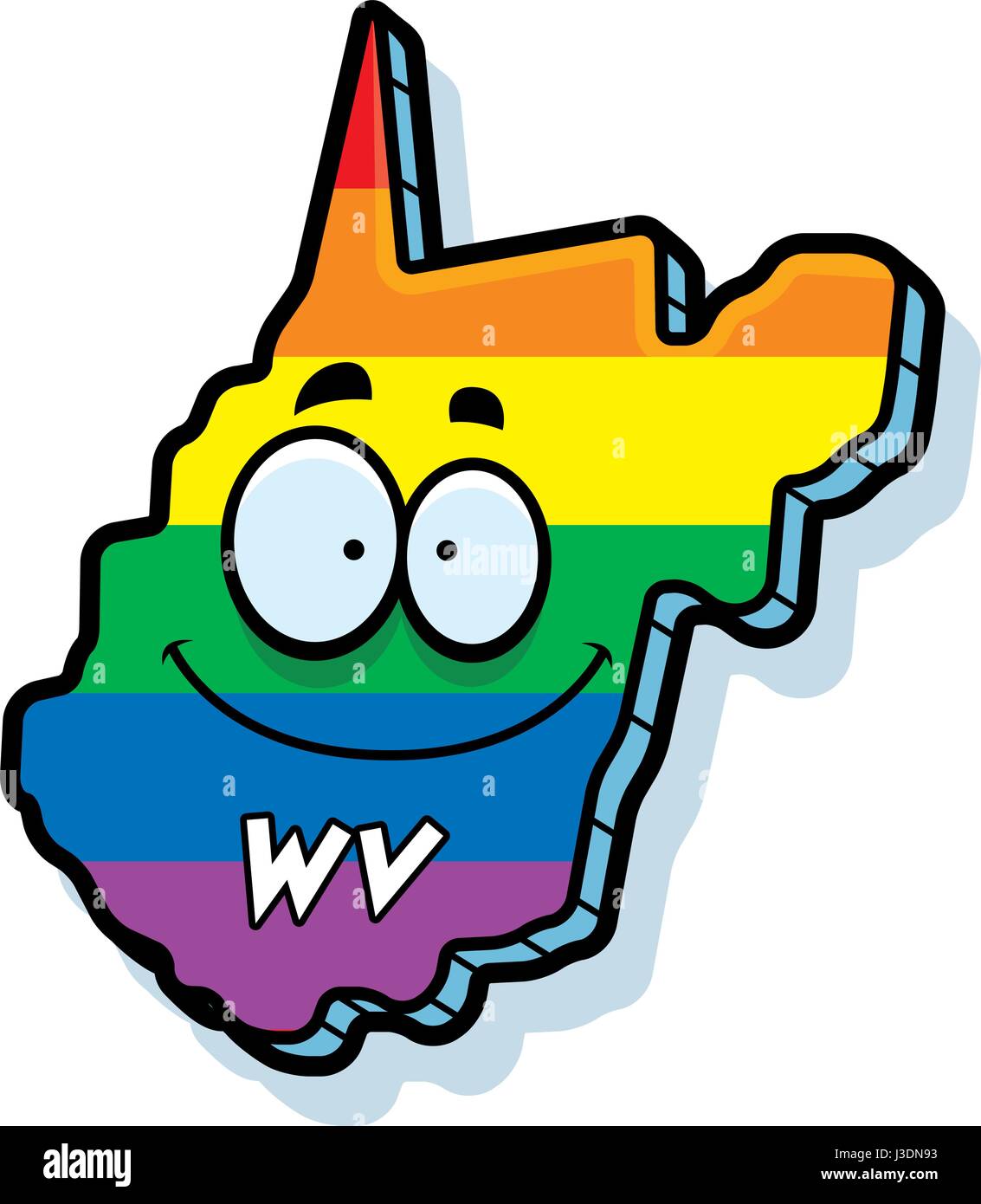 A cartoon illustration of the state of West Virginia smiling with ...