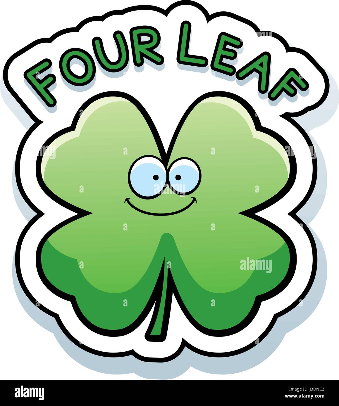 A cartoon illustration of the text Four Leaf Clover with a Saint ...