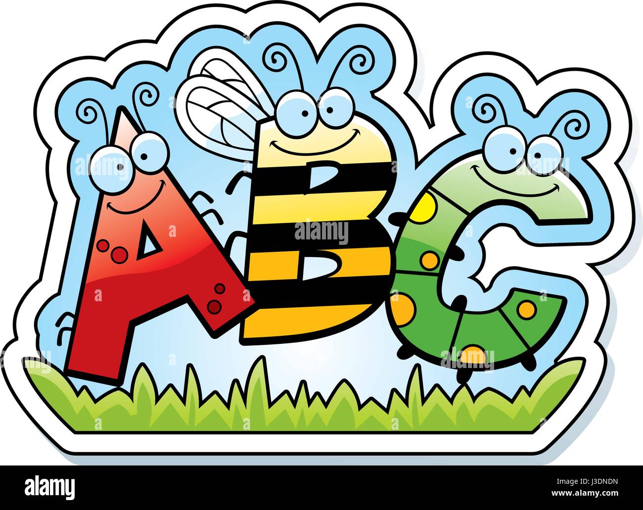 A cartoon illustration of the text ABC with an insect theme Stock ...