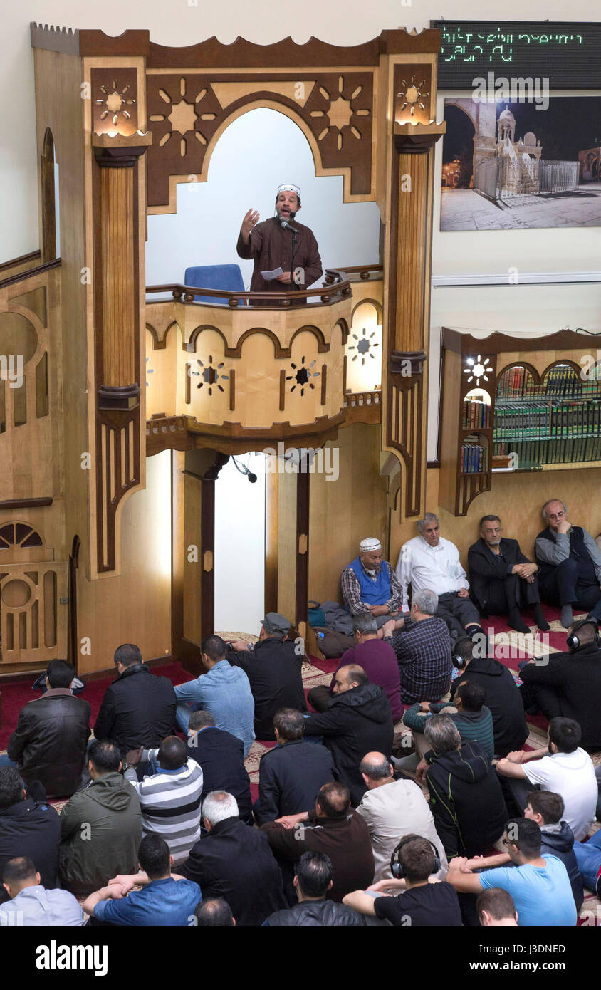 Muslims have gathered for prayer in the berlin mosque hi-res stock ...