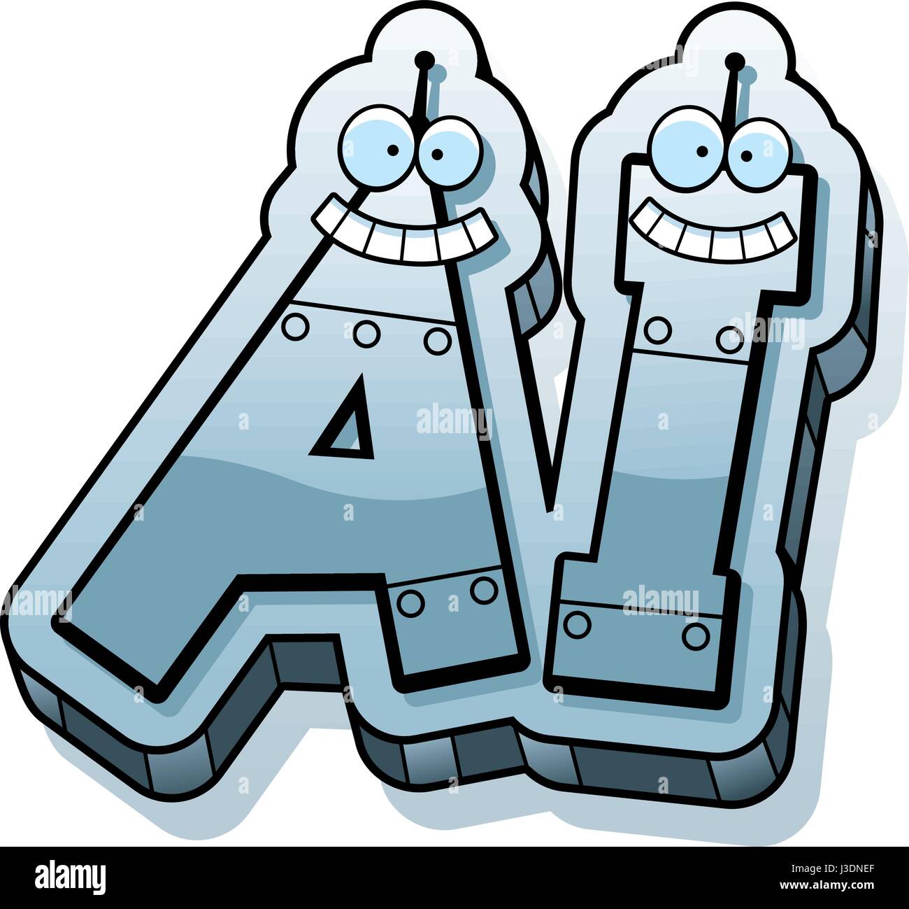 A cartoon illustration of the text AI with a robot theme Stock Vector ...