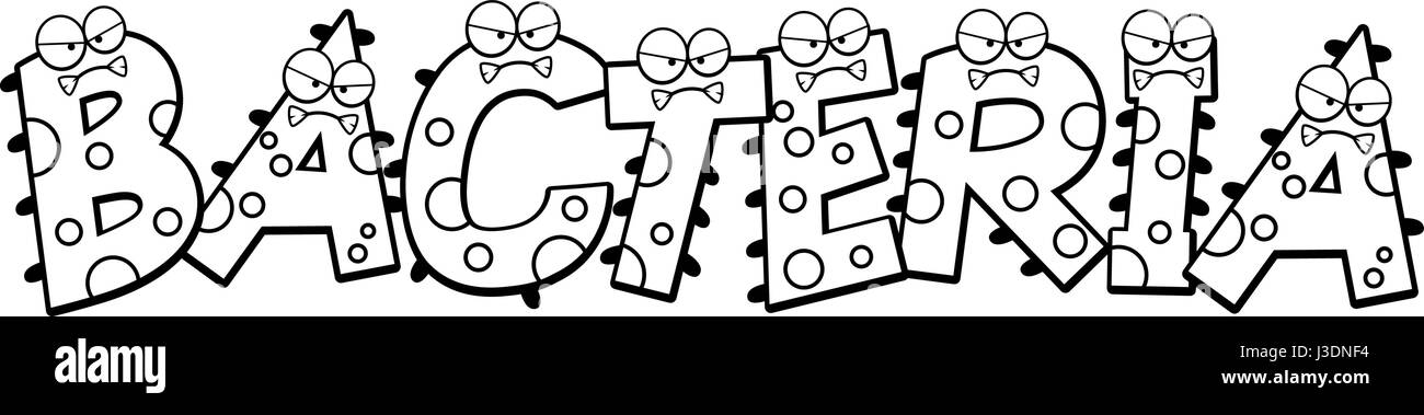 A cartoon illustration of the text Bacteria with a germ theme Stock ...