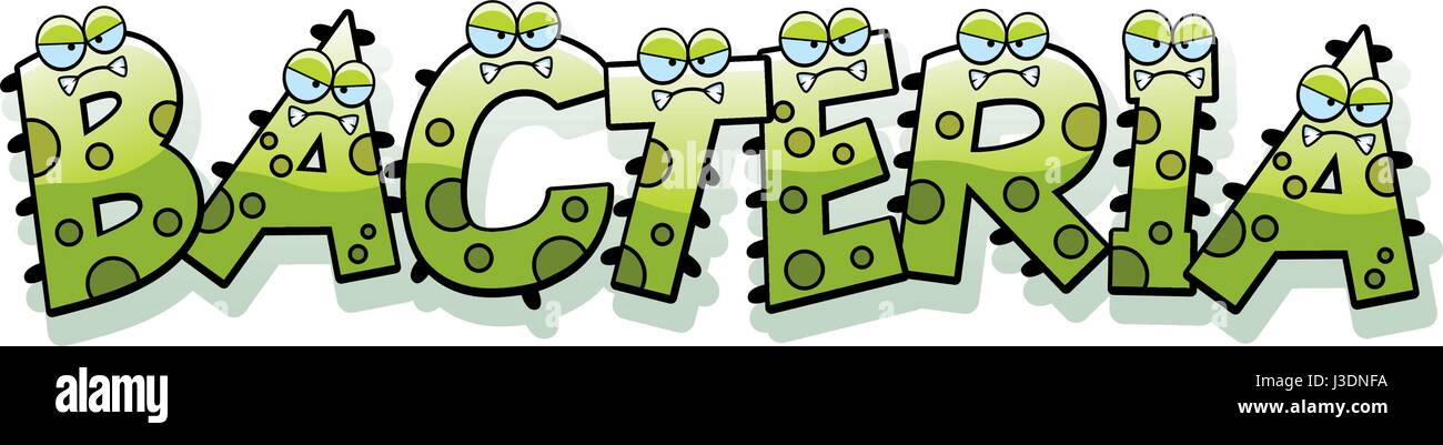 A cartoon illustration of the text Bacteria with a germ theme Stock ...