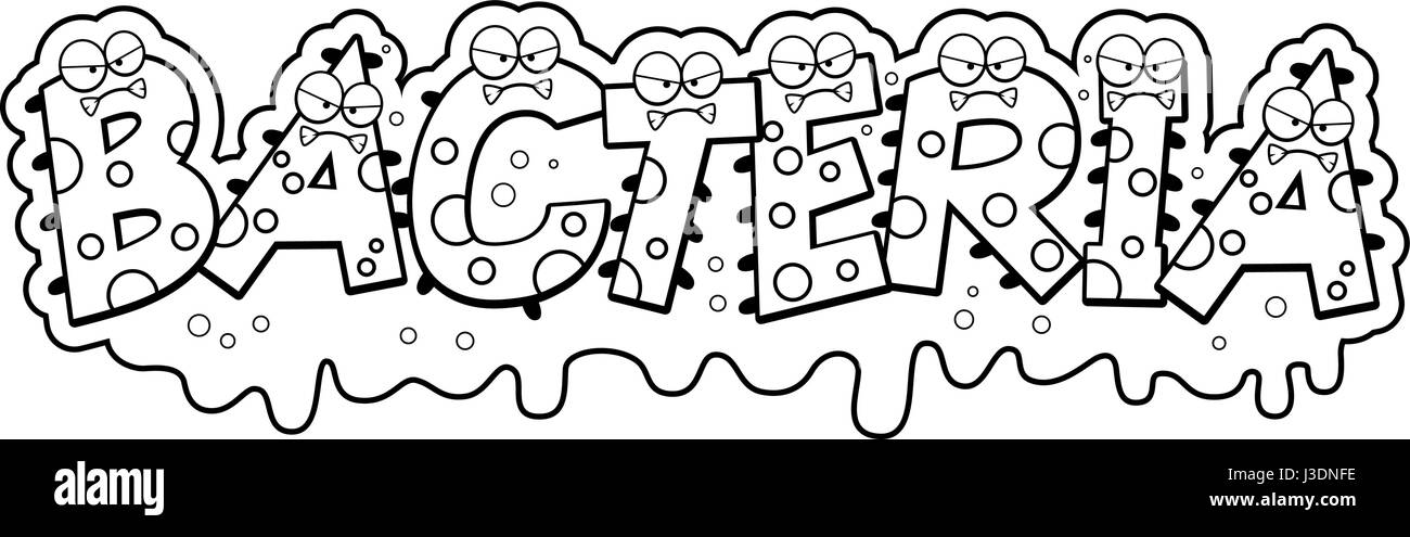 A cartoon illustration of the text Bacteria with a slimy germ theme ...