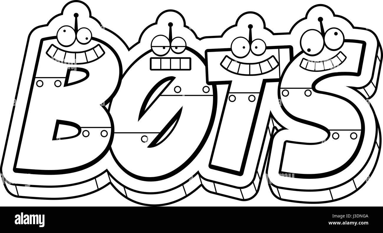 A cartoon illustration of the text Bots with a robot theme Stock Vector ...