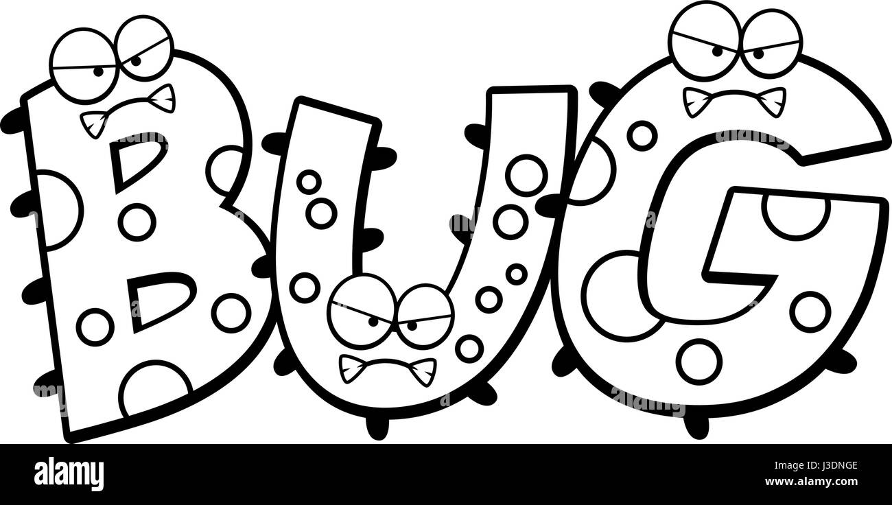 A cartoon illustration of the text Bug with a germ theme Stock Vector ...