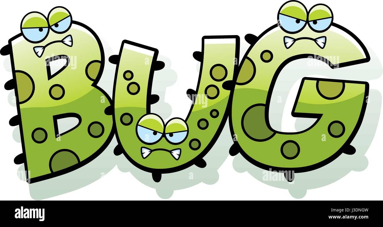 A cartoon illustration of the text Bug with a germ theme Stock Vector ...