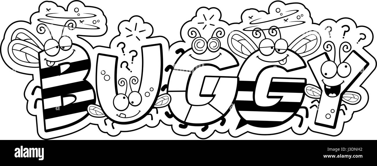 A cartoon illustration of the text Buggy with a bug theme Stock Vector ...