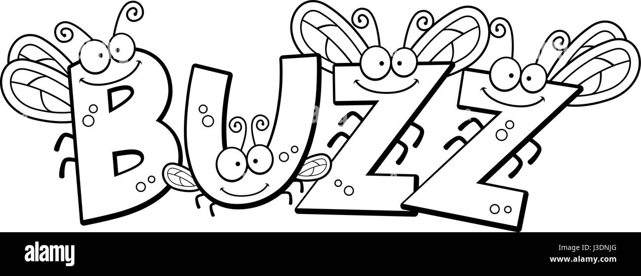 A cartoon illustration of the text Buzz with a fly theme Stock Vector ...
