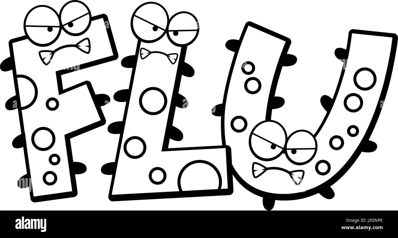 A cartoon illustration of the text Flu with a germ theme Stock Vector ...