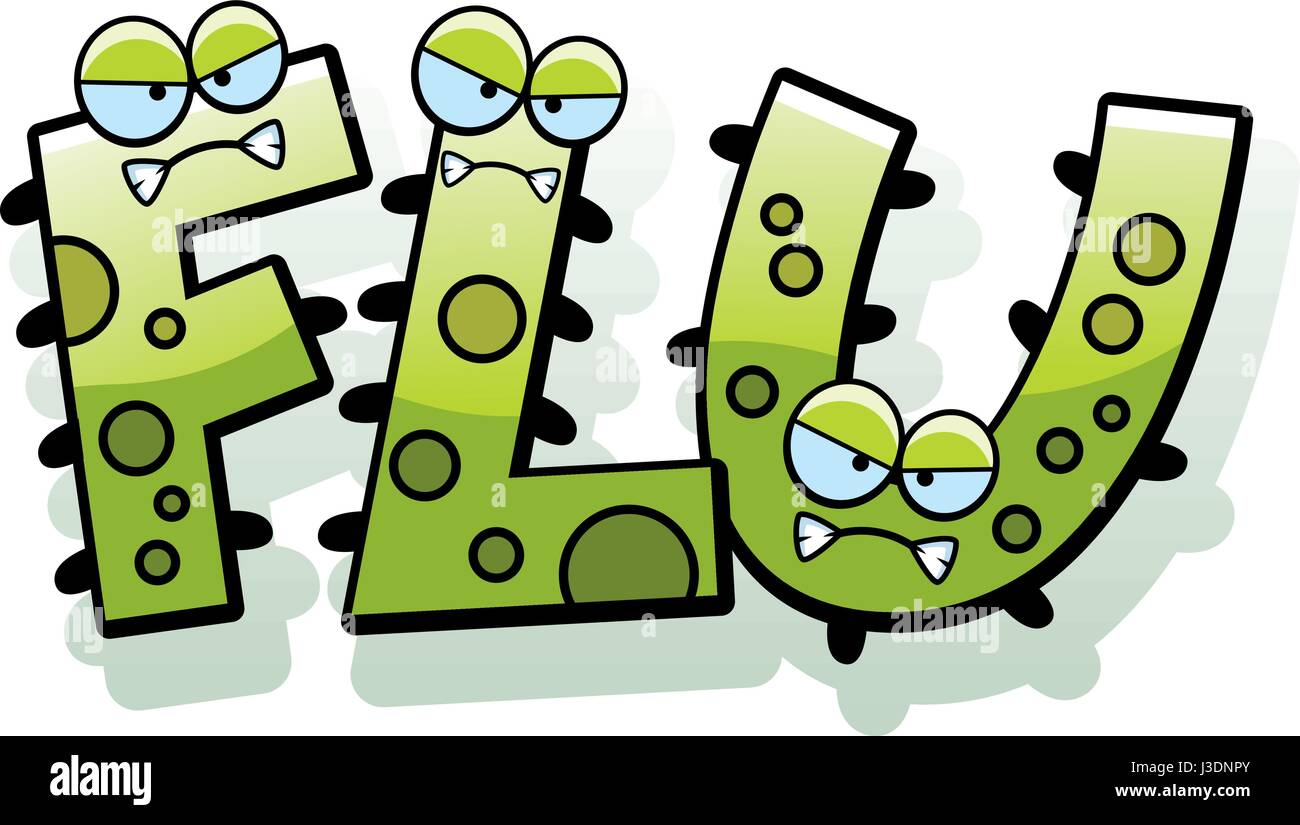 A cartoon illustration of the text Flu with a germ theme Stock Vector ...