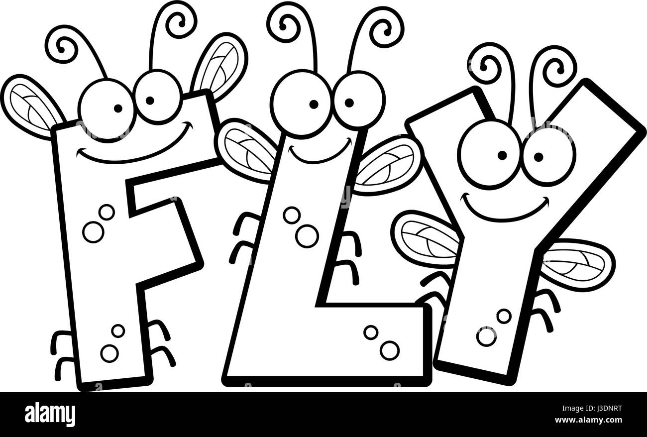 A cartoon illustration of the text Fly with a fly theme Stock Vector ...