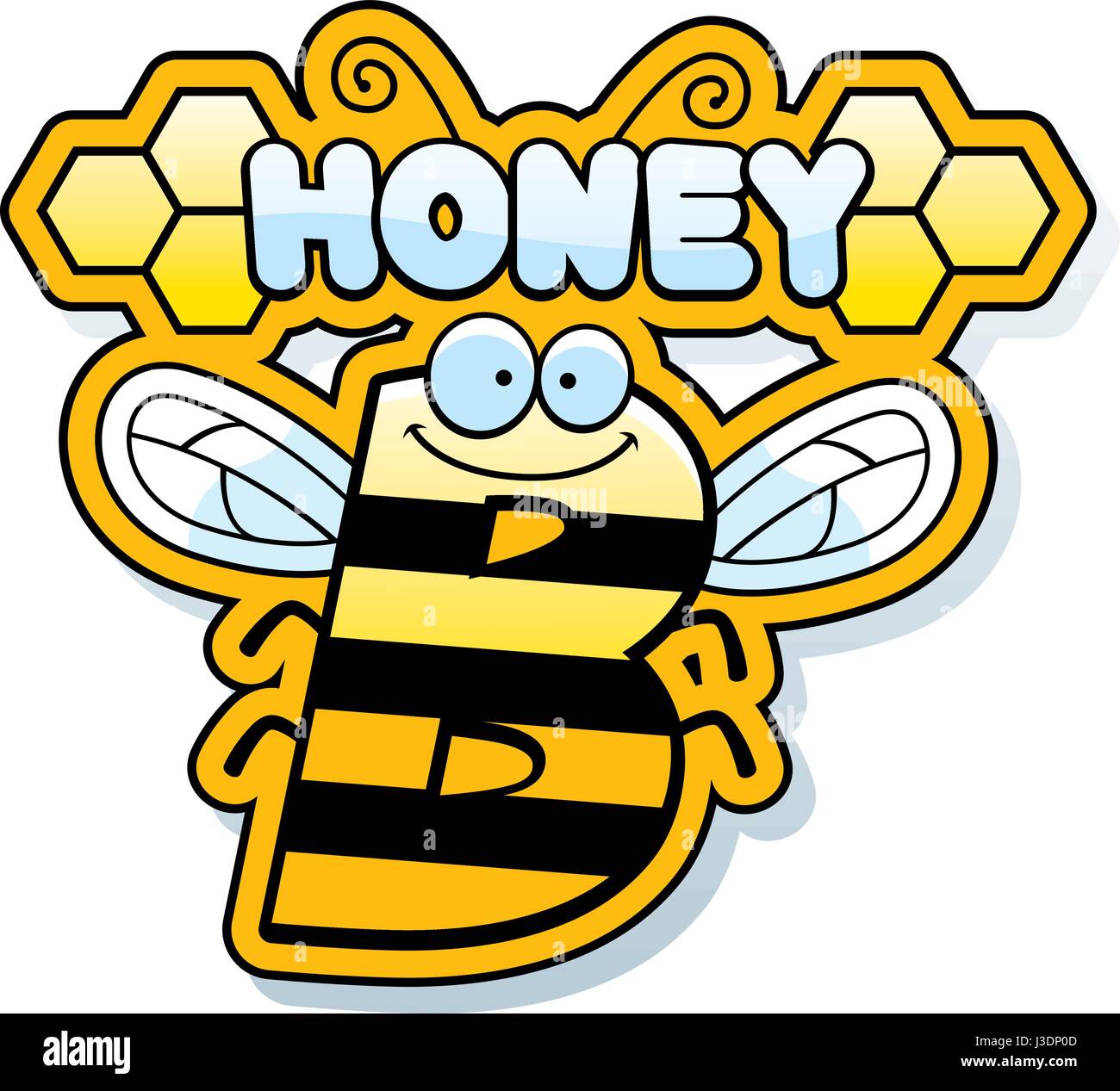 A cartoon illustration of the text Honey B with a bee theme Stock ...