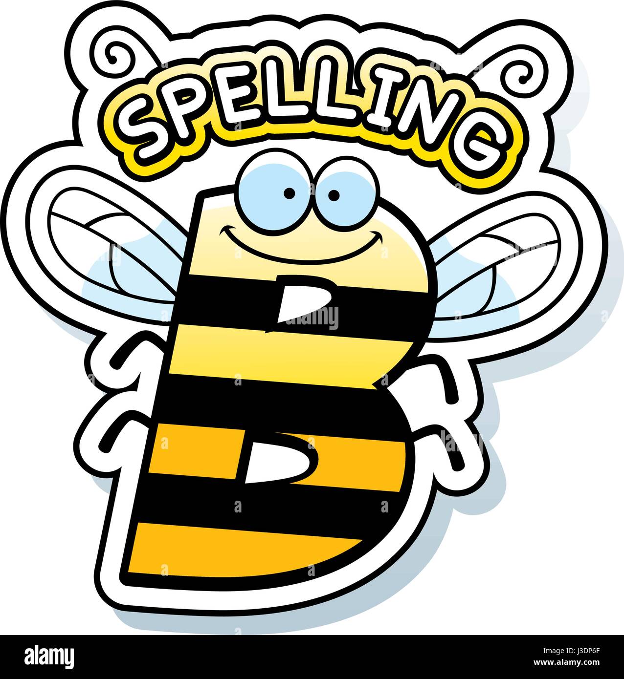 A cartoon illustration of the text Spelling B with a bee theme Stock ...