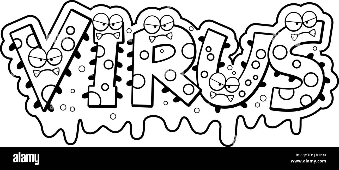 A cartoon illustration of the text Virus with a slimy germ theme Stock ...