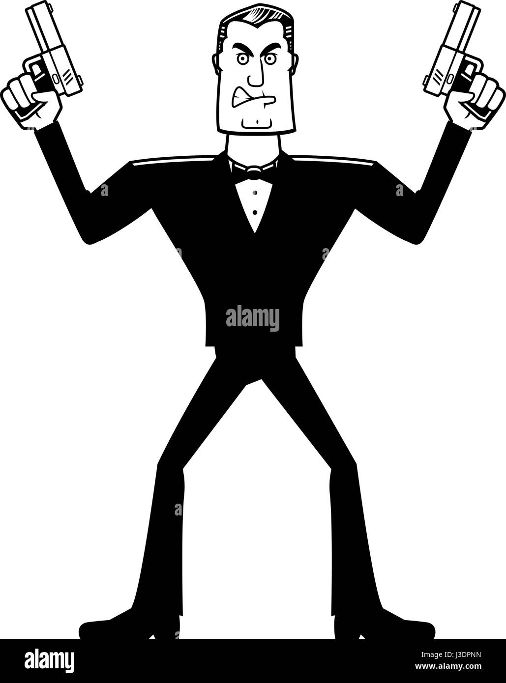 A cartoon illustration of a spy in a tuxedo looking angry Stock Vector ...