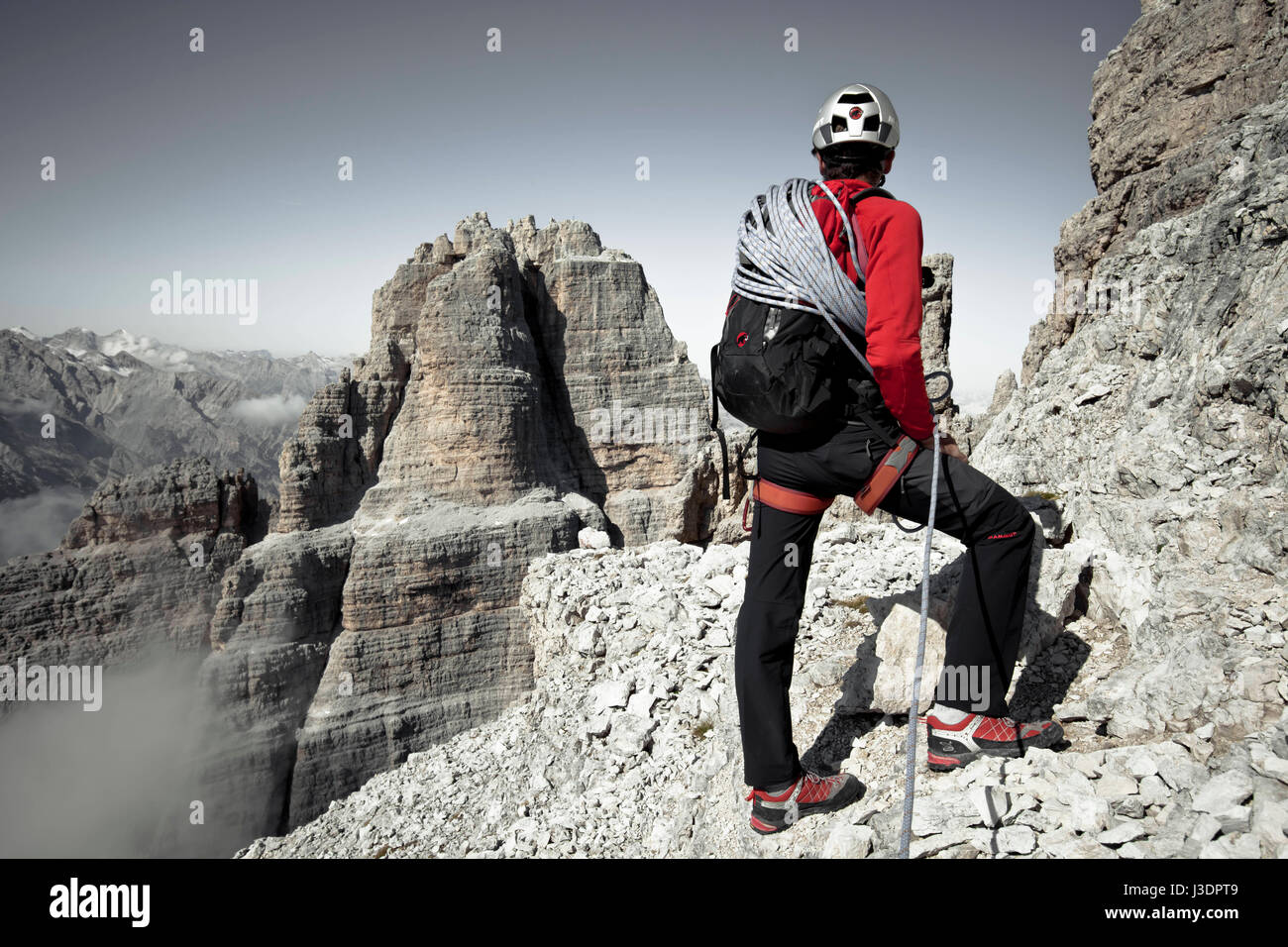 Climbing on the Cima Grande in the Dolomites Stock Photo - Alamy