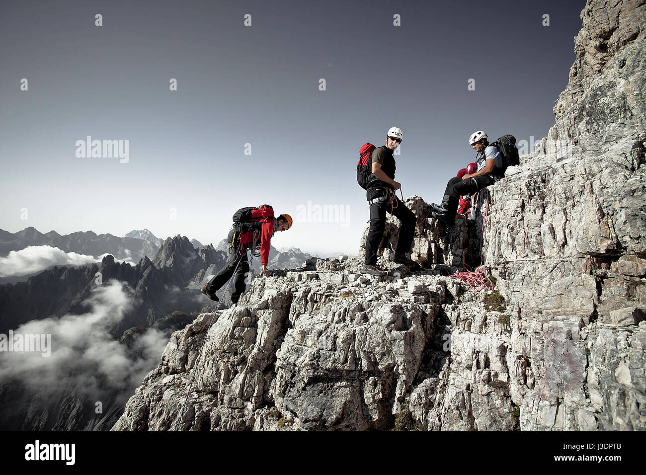 Climbing on the Cima Grande in the Dolomites Stock Photo - Alamy