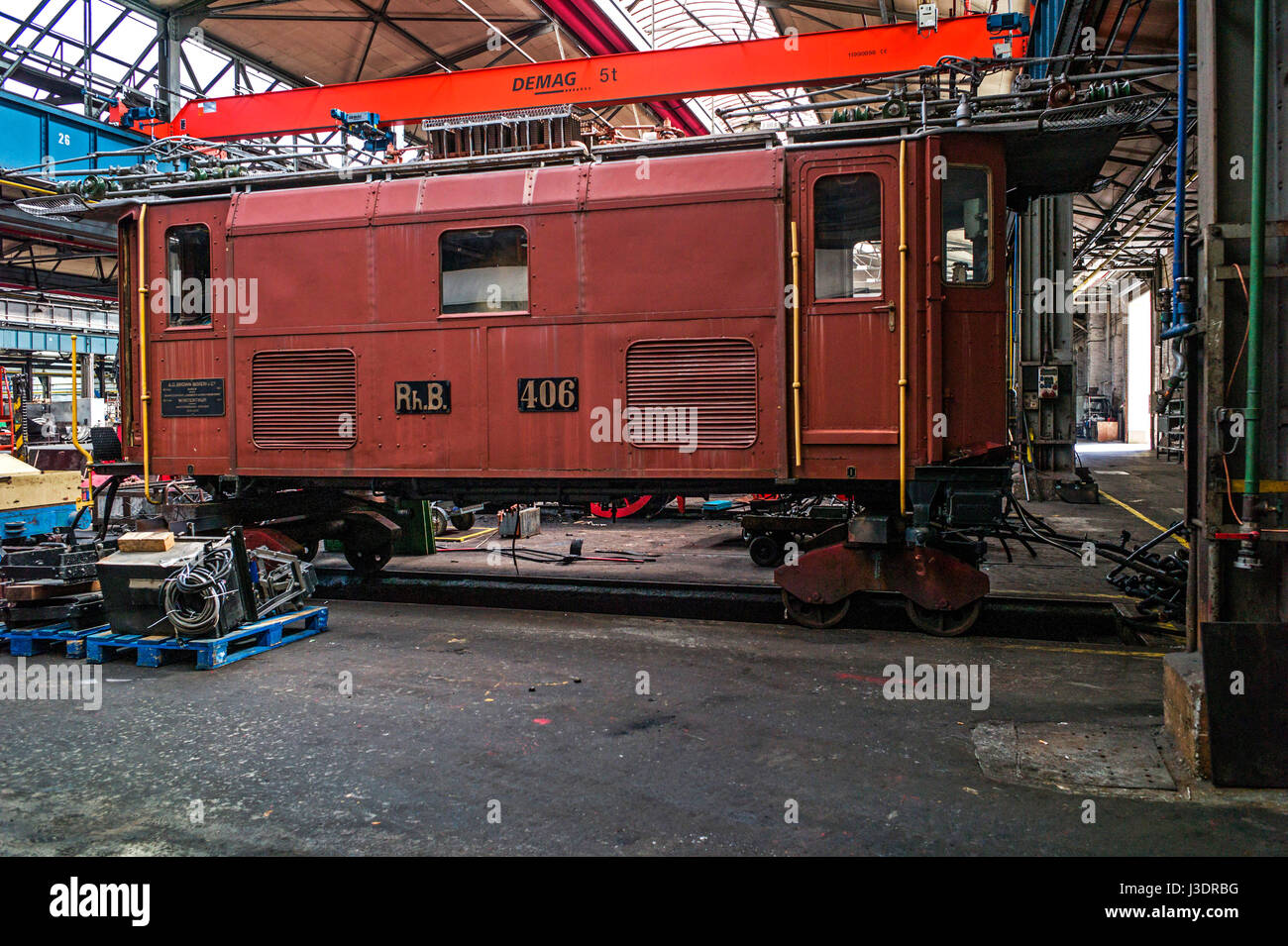 Electric locomotive of the swiss rhaetian railway rhb hi-res stock ...