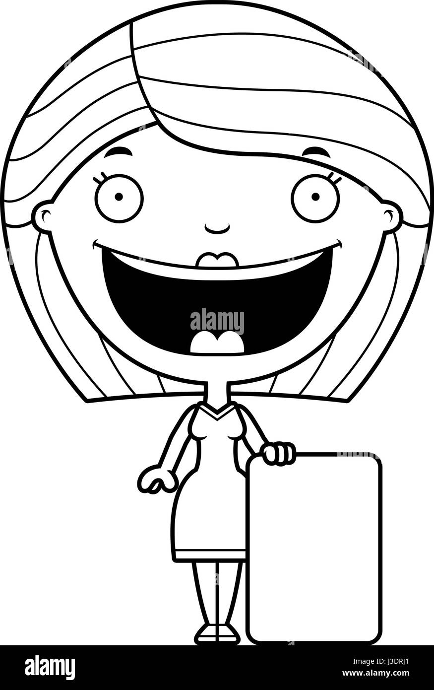 A cartoon illustration of a woman with a sign Stock Vector Image & Art ...