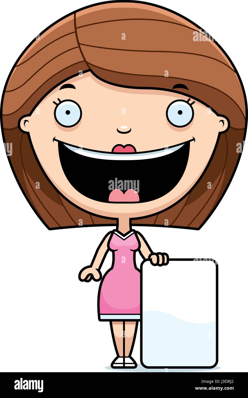 A cartoon illustration of a woman with a sign Stock Vector Image & Art ...