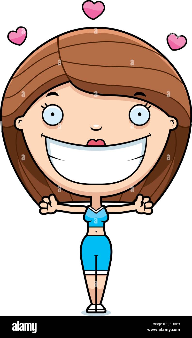 A cartoon illustration of a fitness woman ready to give a hug Stock ...