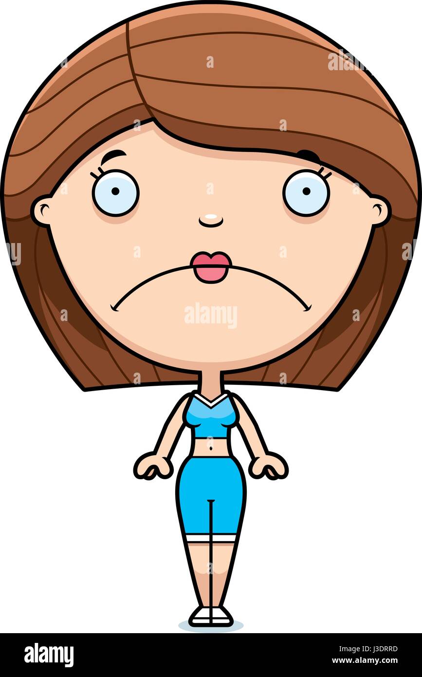A cartoon illustration of a fitness woman looking sad Stock Vector ...
