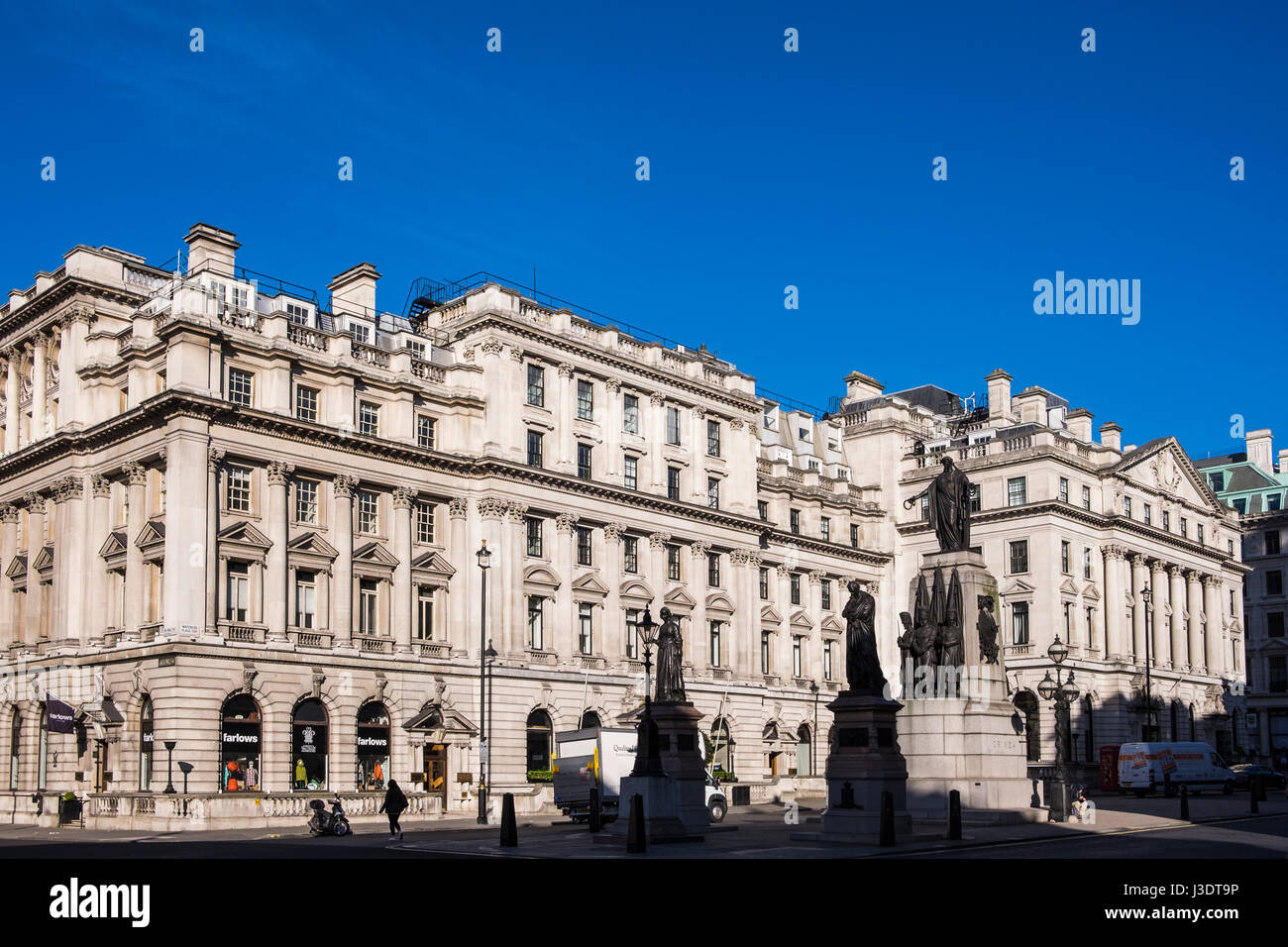 Waterloo Place buildings & Crimean monument, London, England, U.K Stock ...