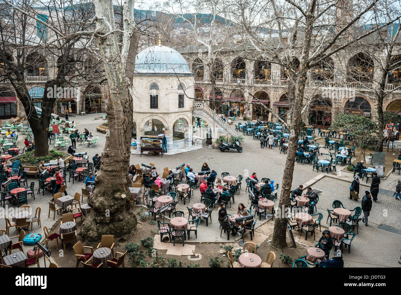 Bursa, Turkey - February 04, 2017: People are drinking tea in the ...