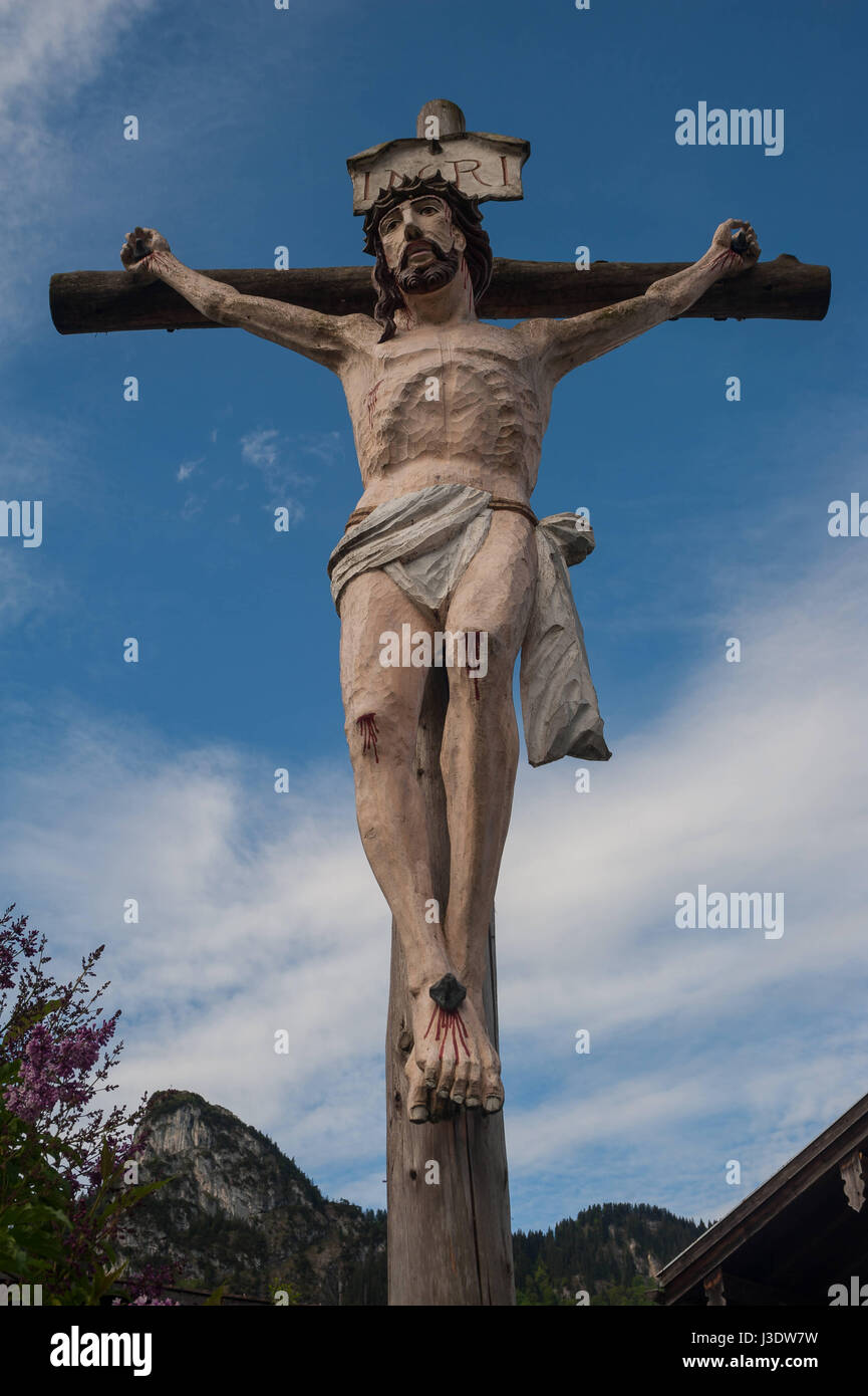Wooden Jesus figure in Oberammergau, Bavaria, Germany, 2016 Stock Photo ...