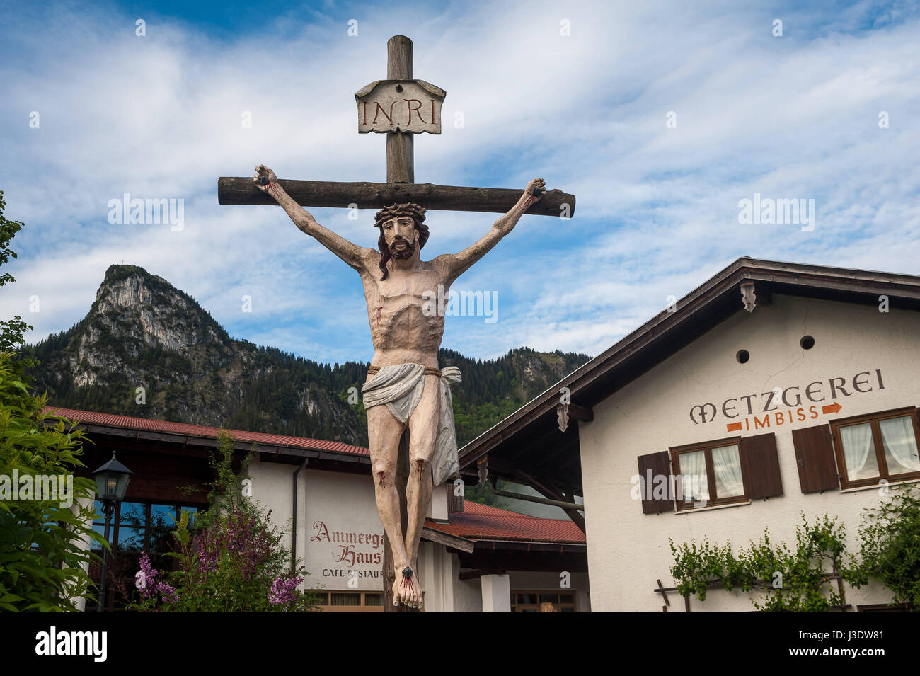 Wooden Jesus figure in Oberammergau, Bavaria, Germany, 2016 Stock Photo ...