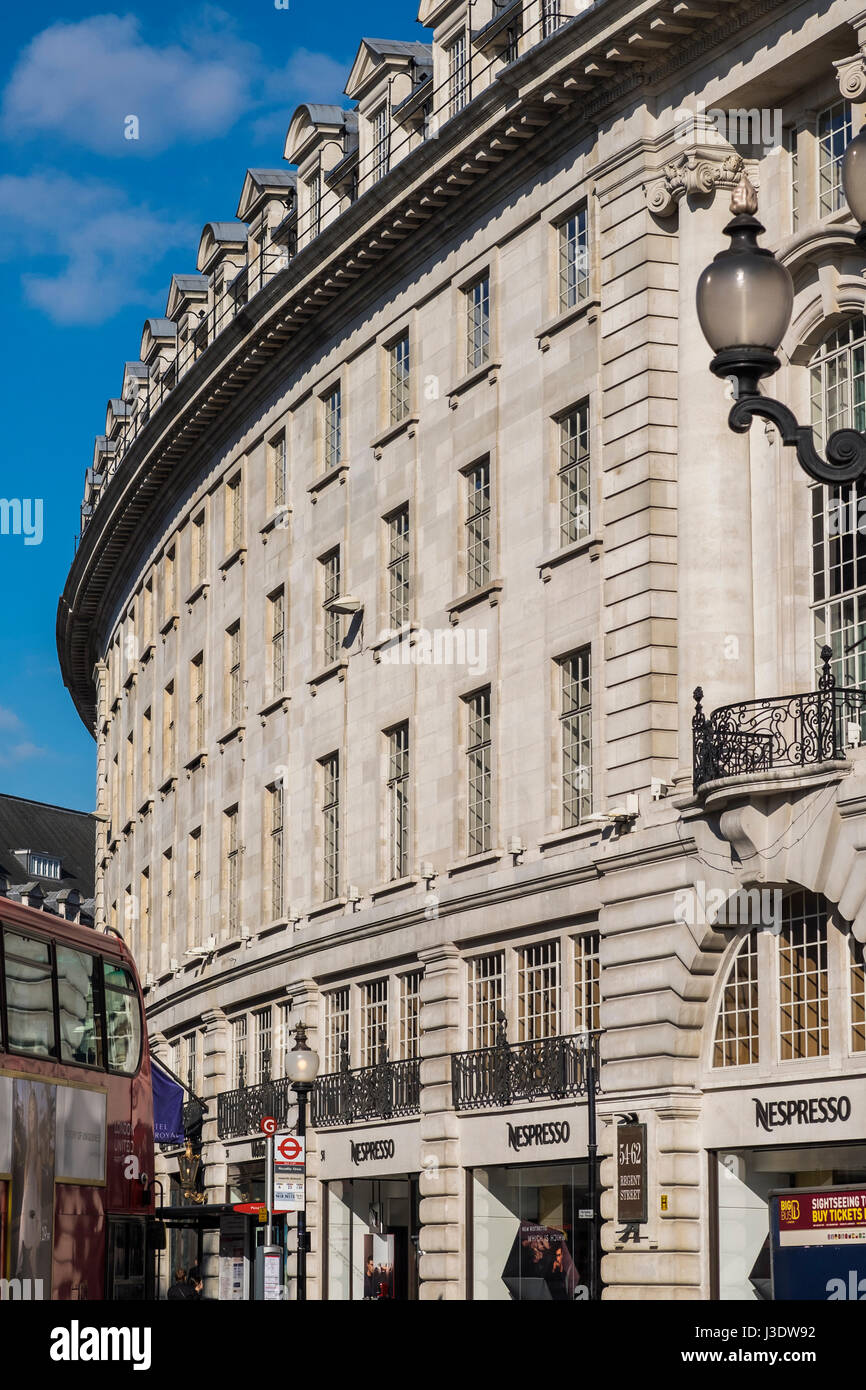 Building architecture on Regent Street in central London, England, U.K ...