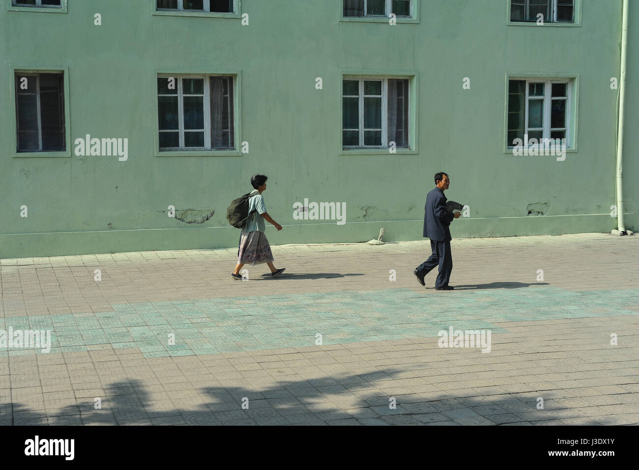 Pyongyang, North Korea, Asia, Pedestrians in central Pyongyang Stock ...