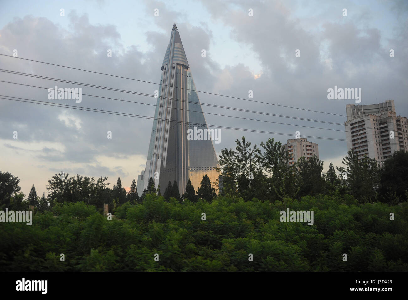 Pyongyang, North Korea, Asia, View of the city with the Ryugyong Hotel ...