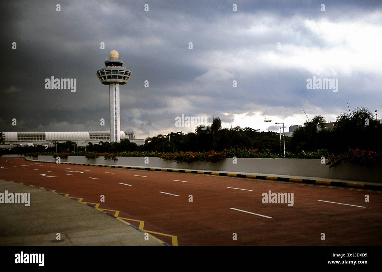 Singapore, Republic of Singapore, Air traffic control tower at ...