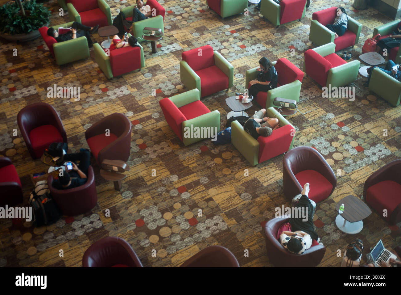 Singapore, Republic of Singapore, Waiting area inside Terminal 3 at ...