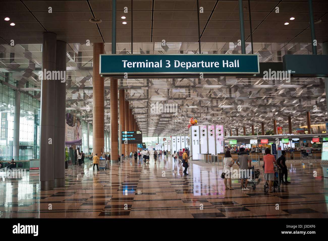 Singapore, Republic of Singapore, Departure hall inside Terminal 3 at ...