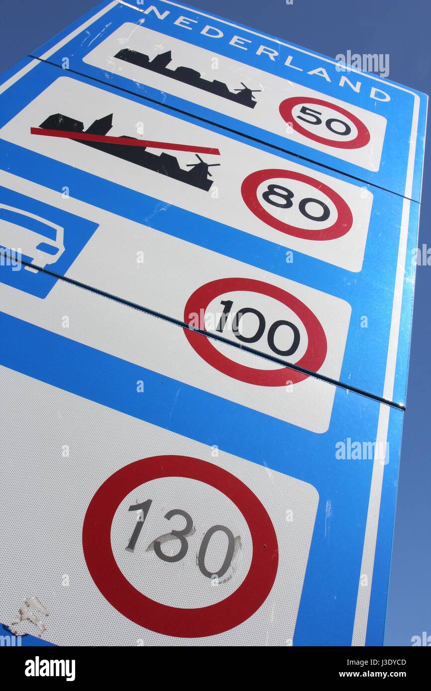 Dutch road sign: general speed limits Stock Photo - Alamy