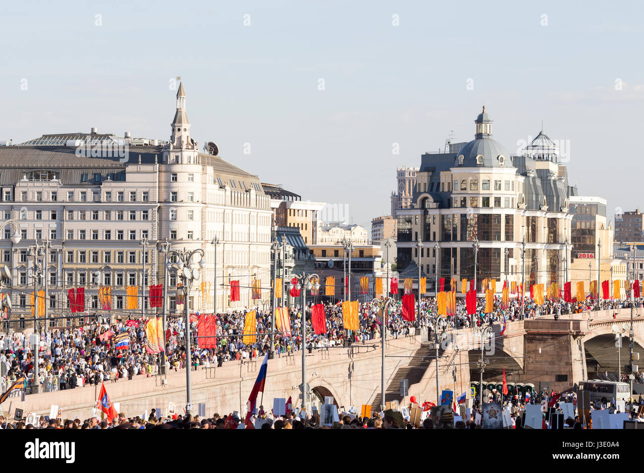 Moscow, Russia - May 9, 2016: Immortal Regiment procession in Victory ...