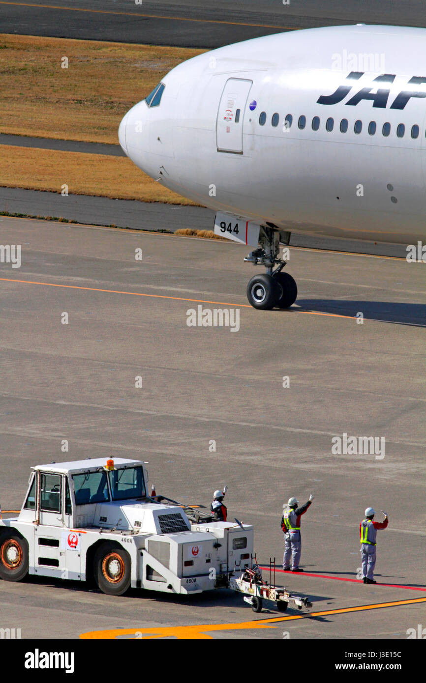 JAL Boeing 777 Taxiing at Haneda Airport Tokyo Japan Stock Photo - Alamy