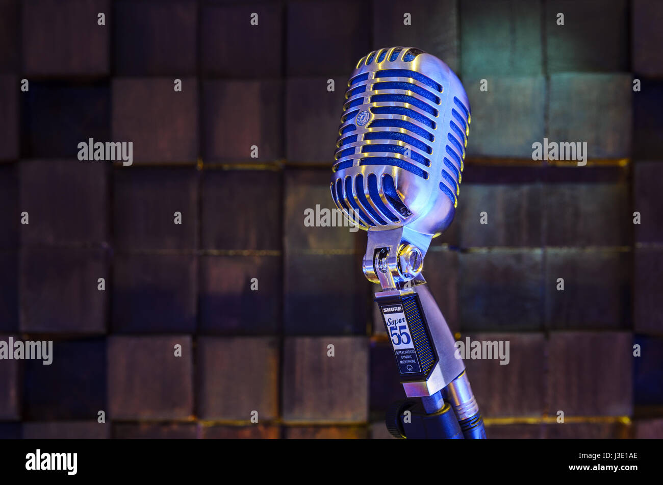 MINSK, BELARUS - SEPTEMBER 29, 2015: Silver old fashioned stage ...